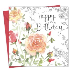 twizler floral happy birthday card, multicolor, 6.1 x 6.1 in