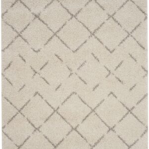 SAFAVIEH Arizona Shag Collection Accent Rug - 4' x 6', Ivory & Beige, Moroccan Design, Non-Shedding & Easy Care, 1.6-inch Thick Ideal for High Traffic Areas in Entryway, Living Room, Bedroom (ASG743A)