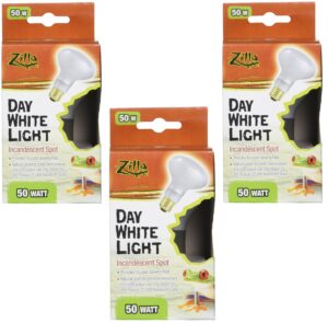 zilla (3 pack) reptile terrarium heat lamps incandescent bulb, white spot, 50w