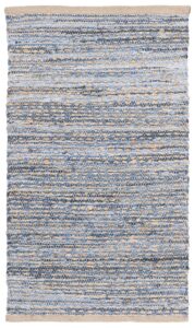 safavieh cape cod collection accent rug - 2'3" x 4', natural & blue, handmade flat weave coastal braided jute, ideal for high traffic areas in entryway, living room, bedroom (cap350a)