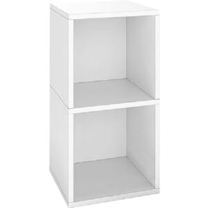 Way Basics WB-CUBE-P-BK Eco Stackable Storage Cube Plus & Cubby Organizer, White Wood Grain