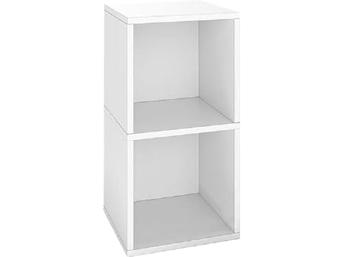 Way Basics WB-CUBE-P-BK Eco Stackable Storage Cube Plus & Cubby Organizer, White Wood Grain