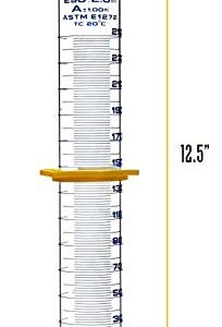 EISCO Graduated Cylinder, 250mL - ASTM, Class A Tolerance ±1.00mL - Protective Collar, Hexagonal Base - Blue Graduations - Borosilicate 3.3 Glass