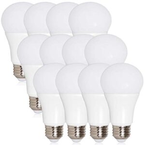 maxxima led a19 800 lumens 60 watt equivalent light bulb set - 2700k soft white light, energy efficient 10 watts, e26 base, non-dimmable, for bathrooms, lamps, and living rooms - 12 pack