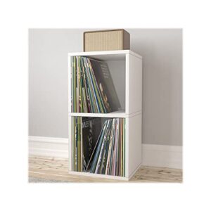 Way Basics WB-CUBE-P-BK Eco Stackable Storage Cube Plus & Cubby Organizer, White Wood Grain