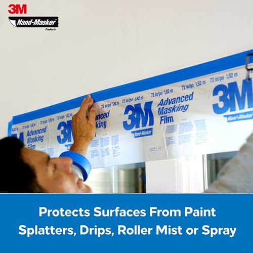 3M Hand-Masker M3000 Tool Painter's Tape and Masking Film Dispenser Kit, 3M Hand Masker Protects Surfaces from Paint Splatters, Includes 12-Inch Blade, Painter's Tape and Masking Film, 1 Kit