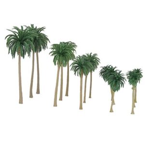 nuolux model tree coconut palm trees scenery model miniature railroad diorama layout architecture trees for diy scenery landscape, natural green 5 size 15pcs