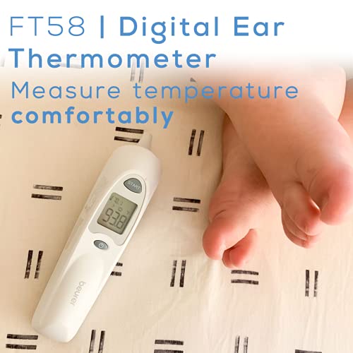 Beurer Digital Ear Thermometer - Measures Body, Room & Object Thermometer for Babies, Toddlers & Adults, FT58