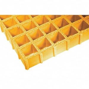 fibergrate yellow molded grating, corvex resin type, 8 ft. span, grit-top surface - 878804