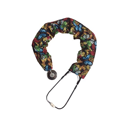 Stethoscope Covers Handmade Variety Patterns Colors 100% Cotton Scrunchie (Butterflies)