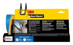 3m hand-masker m3000 tool painter's tape and masking film dispenser kit, 3m hand masker protects surfaces from paint splatters, includes 12-inch blade, painter's tape and masking film, 1 kit