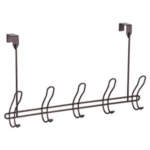 home basics 5 over the door hooks hanging racks for clothes, coats, bags, towels or robe, chrome