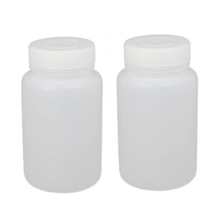 uxcell 2pcs 250ml plastic wide mouth laboratory reagent bottle sample sealling bottle white