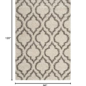 SAFAVIEH Hudson Shag Collection Area Rug - 8' x 10', Ivory & Grey, Moroccan Design, Non-Shedding & Easy Care, 2-inch Thick Ideal for High Traffic Areas in Living Room, Bedroom (SGH284A)