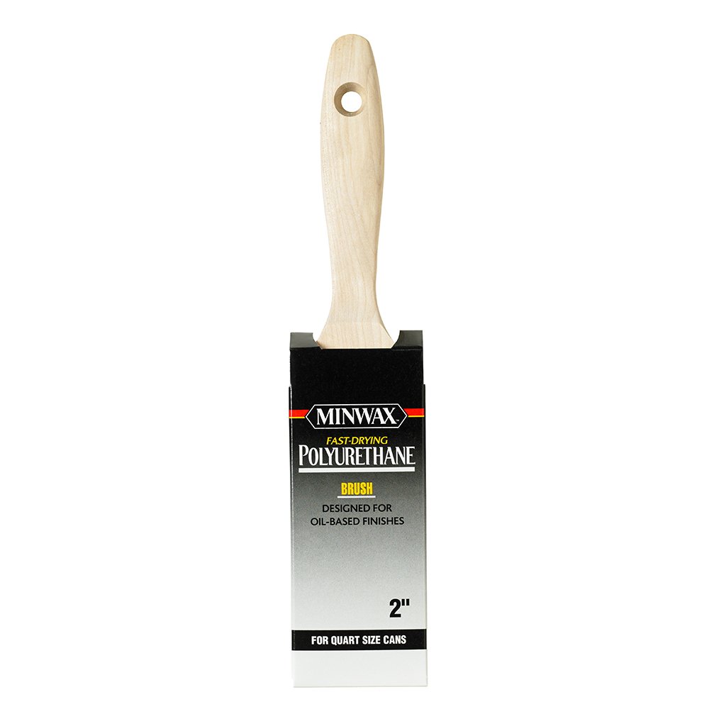 Minwax 427350008 Polyurethane 2" Trim-Black China Bristle Blend Brush/Roller/Applicator, 2 Inch, White