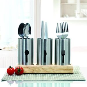 Stainless Steel Flatware & Silverware Cutlery Holder Caddy - Upright Utensil Holder For Countertop - Organize Your Spoons, Knives, Forks - Ideal for Kitchen, Dining, Entertaining, Picnics, Party table