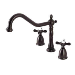 kingston brass kb1795bexls essex widespread kitchen faucet, 8-1/4 inch in spout reach, oil rubbed bronze