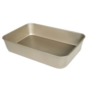 glad baking pan nonstick - oblong metal dish for cake and lasagna - heavy duty carbon steel bakeware, large