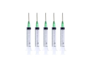 10ml industrial syringe with 18 x 1.5 blunt tip needle protective cap included 5 pack