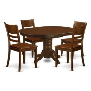 east west furniture kely5-esp-w 5 piece dinette set for 4 includes an oval dining room table with butterfly leaf and 4 kitchen dining chairs, 42x60 inch, espresso