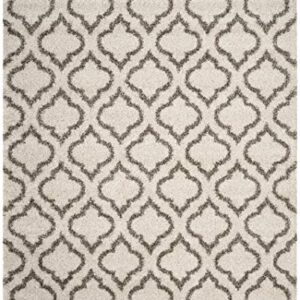 SAFAVIEH Hudson Shag Collection Area Rug - 8' x 10', Ivory & Grey, Moroccan Design, Non-Shedding & Easy Care, 2-inch Thick Ideal for High Traffic Areas in Living Room, Bedroom (SGH284A)