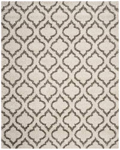 SAFAVIEH Hudson Shag Collection Area Rug - 8' x 10', Ivory & Grey, Moroccan Design, Non-Shedding & Easy Care, 2-inch Thick Ideal for High Traffic Areas in Living Room, Bedroom (SGH284A)