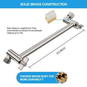 Lordear Shower Extension Arm Brushed Nickel,11 Inch Wall Mounted Extender Rainfall Adjustable Extension Shower Head Arm, Easy for Any Shower Angles