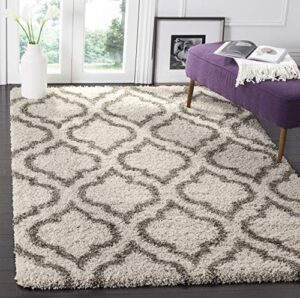 safavieh hudson shag collection area rug - 8' x 10', ivory & grey, moroccan design, non-shedding & easy care, 2-inch thick ideal for high traffic areas in living room, bedroom (sgh284a)