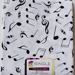 Creative Cuts Music Notes Fat Quarters Bundle - Black and White Pattern Theme