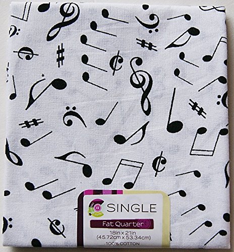 Creative Cuts Music Notes Fat Quarters Bundle - Black and White Pattern Theme