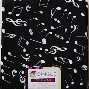 Creative Cuts Music Notes Fat Quarters Bundle - Black and White Pattern Theme