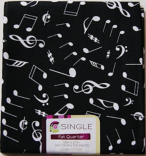 Creative Cuts Music Notes Fat Quarters Bundle - Black and White Pattern Theme