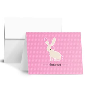 rabbit lovely animal thank you note greeting cards with envelopes | printed on thick and sturdy 80lb (216gsm) cardstock | blank interior | a2 size – 4.25 x 5.5” | 25 per pack