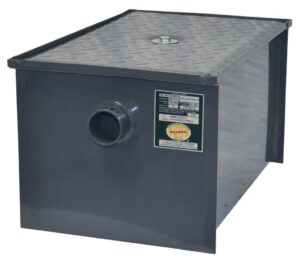 bk resources bk-gt-30 carbon steel 30 lbs. capacity & 15 gpm rate flow grease trap with removable baffles & t-vent pdi certified