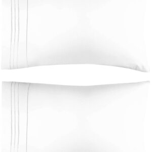 Queen Pillow Cases Set of 2 - Soft, Hotel Quality Pillowcase Covers - Comfy, Luxury Bedding for Women, Men, Kids & Teens - Machine Washable Pillow Protectors - 2 Piece - Queen Size White Pillow Cover