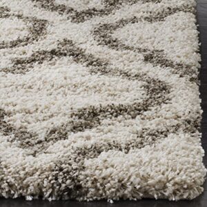 SAFAVIEH Hudson Shag Collection Area Rug - 8' x 10', Ivory & Grey, Moroccan Design, Non-Shedding & Easy Care, 2-inch Thick Ideal for High Traffic Areas in Living Room, Bedroom (SGH284A)