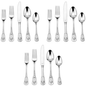 cuisinart 3-pack of 20-piece elite flatware set, french rooster (cfe-01-fr20)