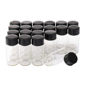 newzoll clear liquid sampling sample vials glass bottles vials screwcap capacity 5ml (1/6 oz) pack of 20