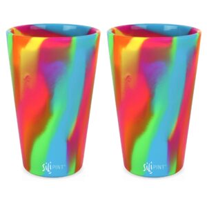 silipint 2-pack, hippie hops - silicone cup drinkware, bpa-free, unbreakable, microwave safe, shatter-proof - for any drink use, traveling, camping, hiking, hanging out, small or large parties