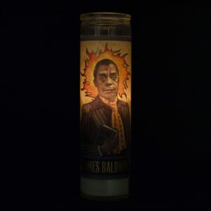 James Baldwin Secular Saint Candle - 8.5 Inch Tall Glass Prayer Votive - Made in The USA