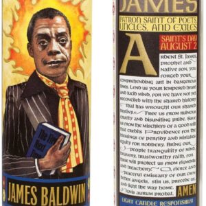 James Baldwin Secular Saint Candle - 8.5 Inch Tall Glass Prayer Votive - Made in The USA