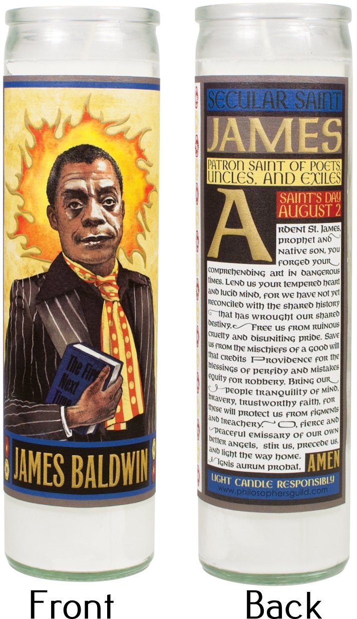 James Baldwin Secular Saint Candle - 8.5 Inch Tall Glass Prayer Votive - Made in The USA