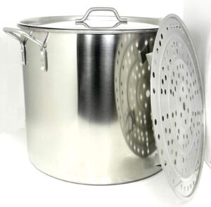 80 quart stainless steel stock pot with rack & lid by ballington