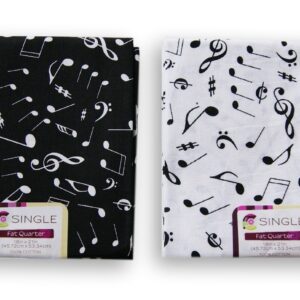 Creative Cuts Music Notes Fat Quarters Bundle - Black and White Pattern Theme