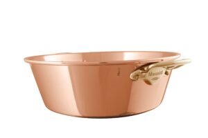 mauviel m'passion 1.2mm copper jam pan with brass handles, 9.4-qt, made in france