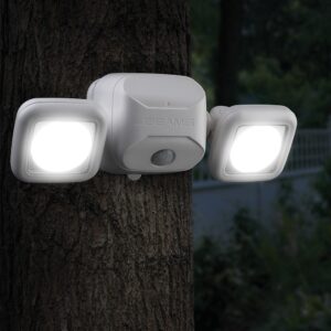 Beams MB3000 High Performance 500 Lumen Wireless Battery Powered Motion Sensing LED Dual Head Security Spotlight, White, 1-Pack