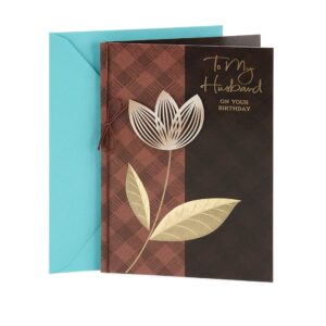 hallmark birthday card for husband (plaid with flower)