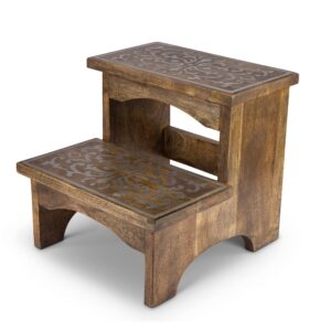 heritage collection mango wood and metal step stool