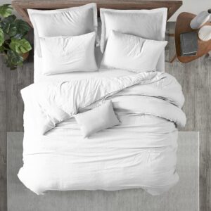 kotton culture 600 thread count 100% egyptian cotton premium duvet cover only - breathable all season comforter cover with zipper closure & corner ties sateen weave (white, queen)