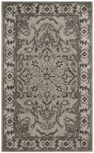 safavieh antiquity collection 2' x 3' grey/beige at58a handmade traditional oriental premium wool accent rug